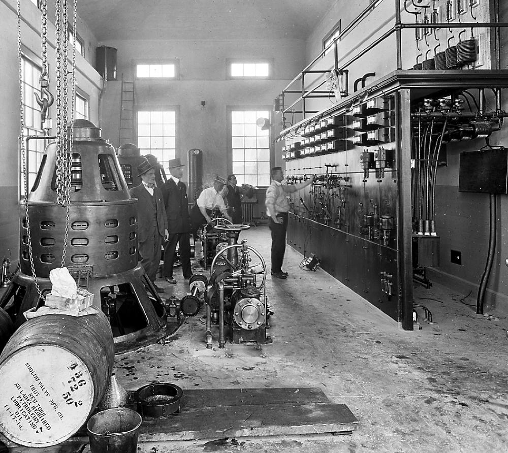 Photograph of Interior of Powerhouse: Generators and Switchboard ...