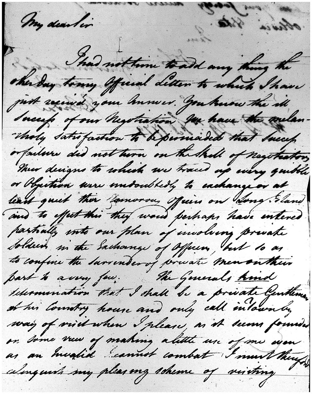 Letter, John André to John Graves Simcoe
