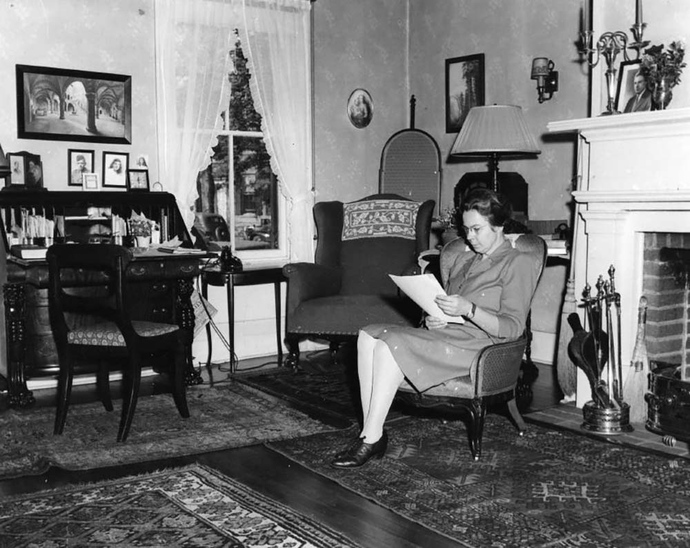 Dr. Blodgett, reading in her office