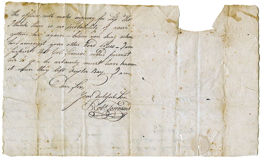 Letter. Robert Townsend to Samuel Townsend