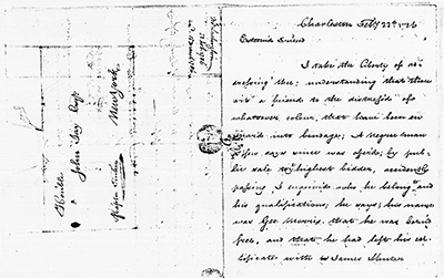 Letter from Richard Lushington to John Jay on February 22, 1786 about ...