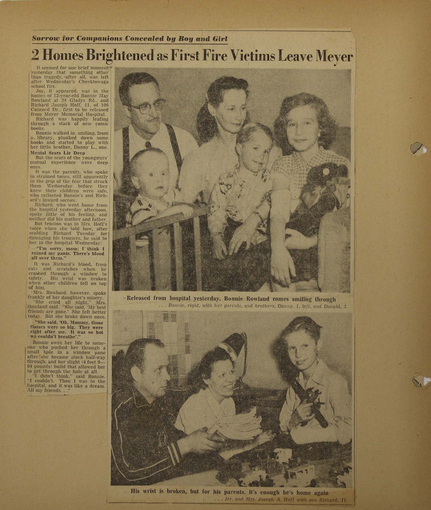 Cleveland Hill Fire Scrapbook - Victims Return Home