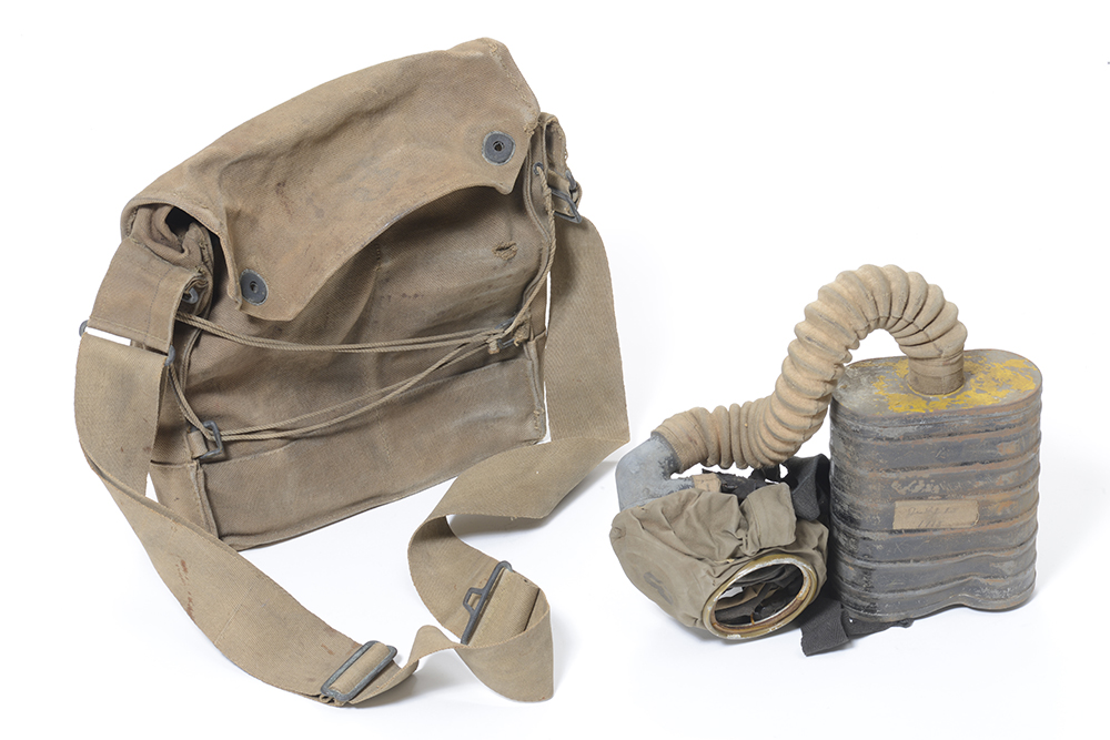 U.S. Army-issued gas mask with box respirator