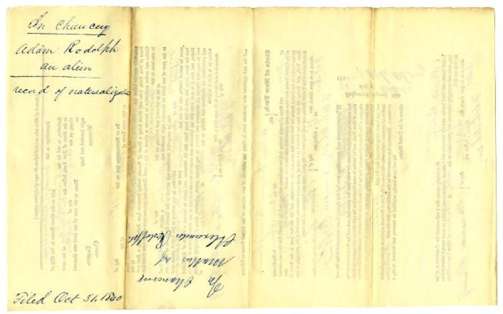 Naturalization Papers of Alexander Rudolph, Rochester, N.Y., 1840