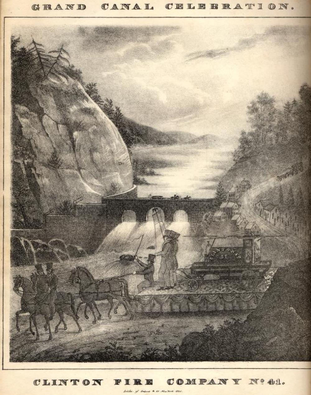 Erie Canal Celebration Clinton Fire Co. No. 41 Float, Engraving, 1825