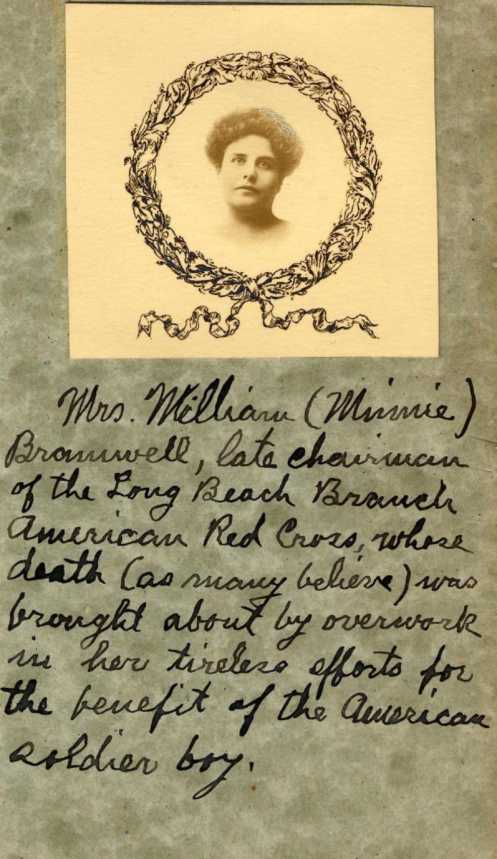 Minnie Brownell Memorial Card, World War I, c. 1919