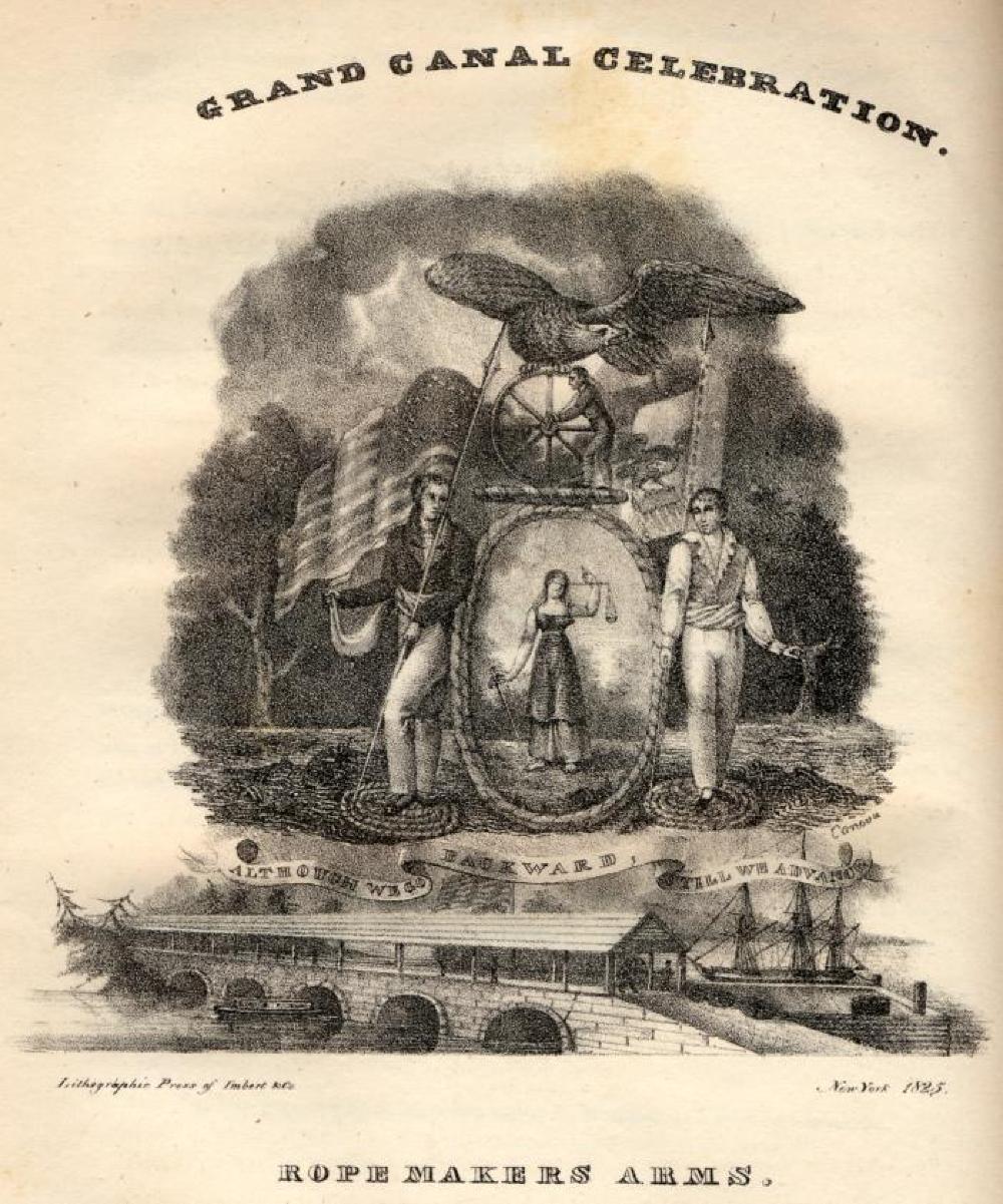 Erie Canal Celebration Rope Makers Arms Engraving, 1825