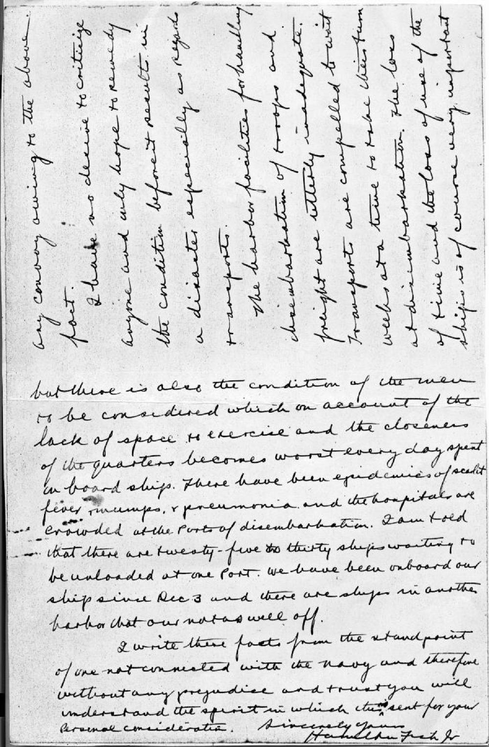 Letter from Hamilton Fish to Franklin Roosevelt, Jan. 1, 1918